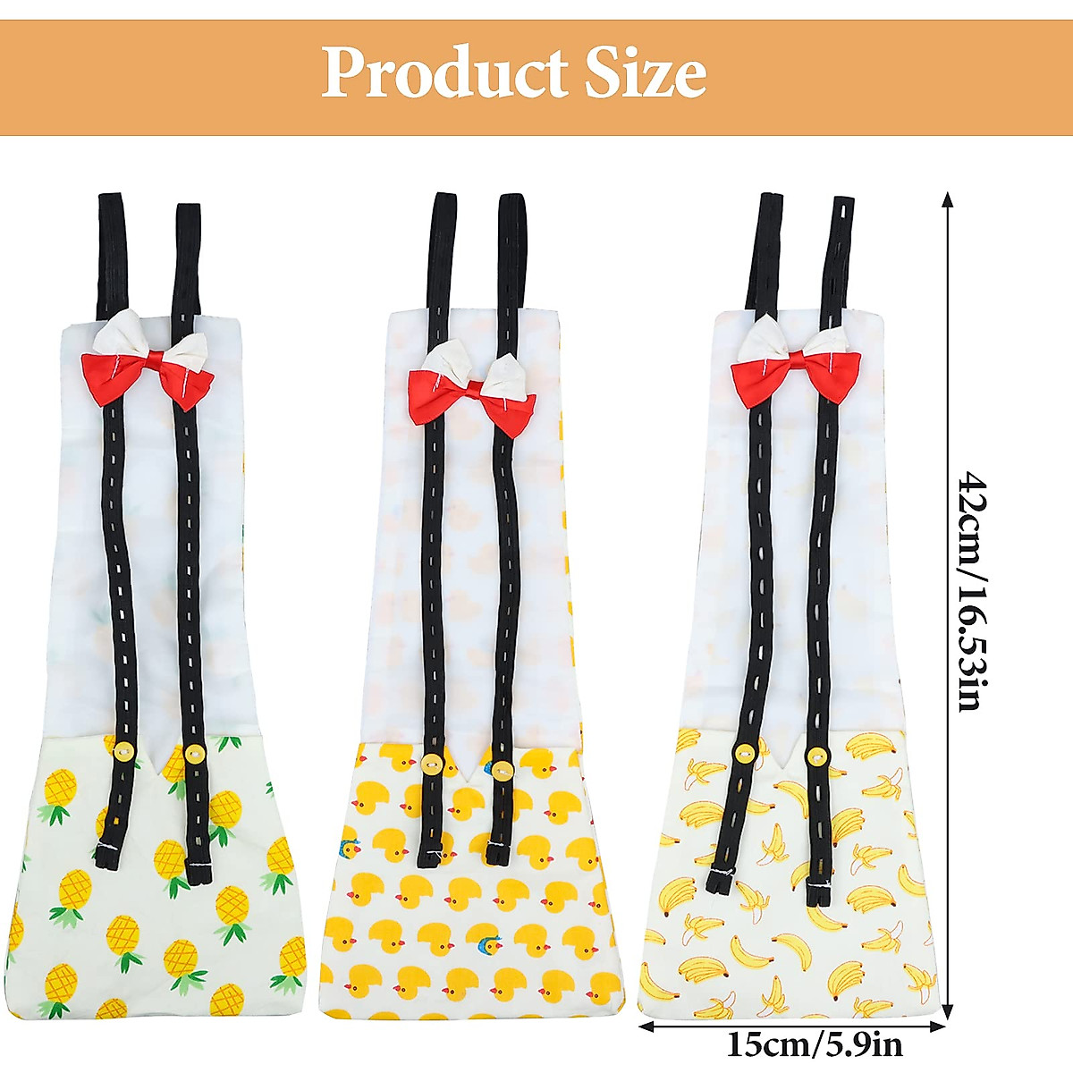 craftshou 3 Pcs Duckling Chicken Diaper Washable Reusable Goose Clothes Farm Pet Diapers Bow Tie Ducky Diapers Supplies for Poultry