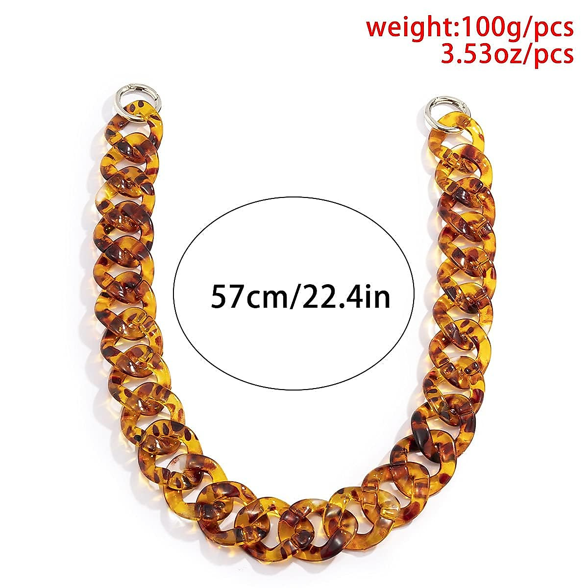 Wiwpar Acrylic Bag Handles Chunky Chains Shoulder Bag Handle Shoulder Straps Replacement Amber for Women's Handbags