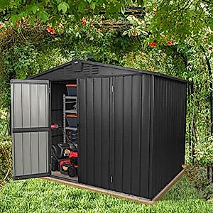 Domi Outdoor Storage Shed 8.2'x 6.2', Metal Garden Shed for Bike, Trash Can, Tools, Lawn Mowers, Pool Toys, Galvanized Steel Outdoor Storage Cabinet with Lockable Door for Backyard, Patio, Lawn