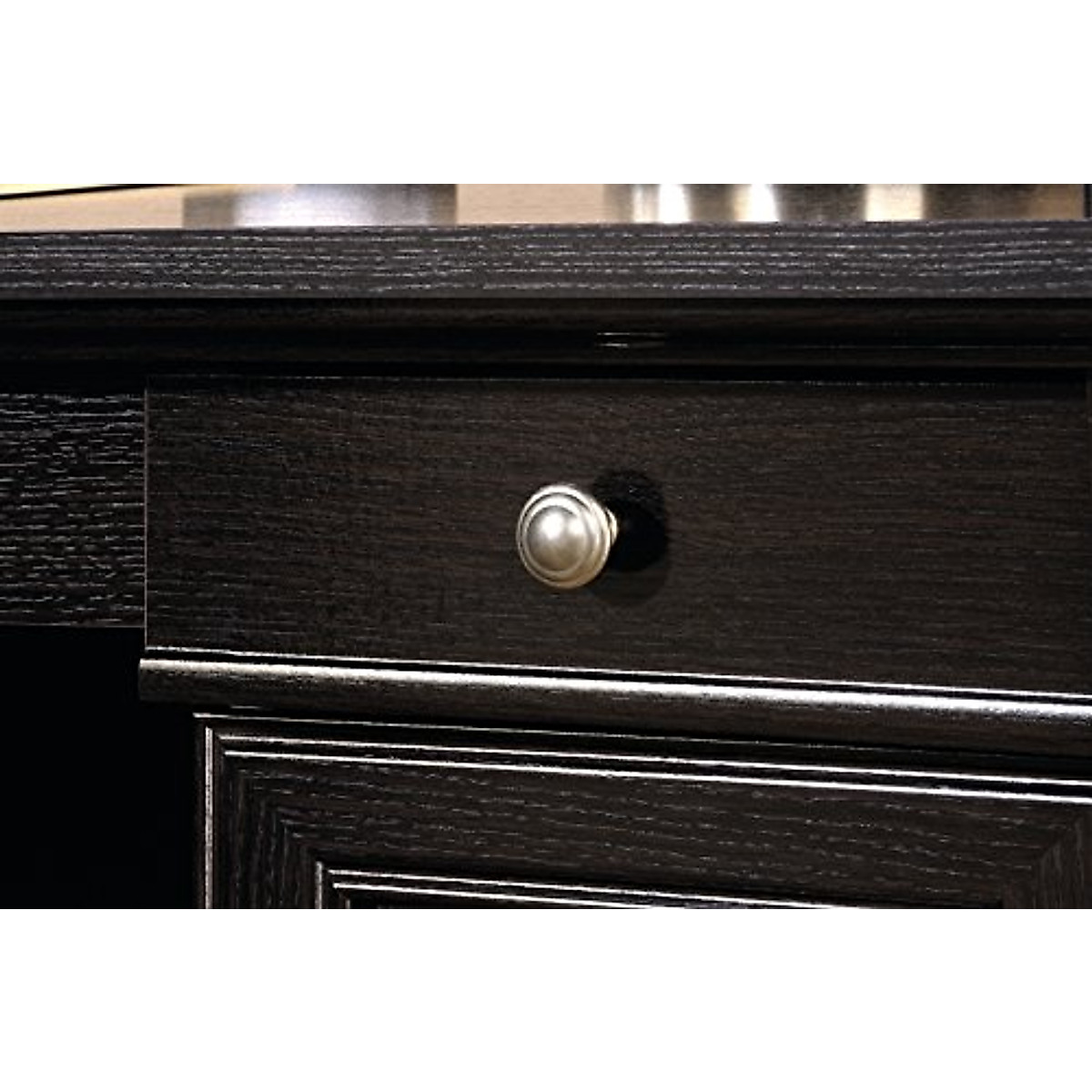 Sauder Bleeker Street L-Desk, Obsidian Oak finish
