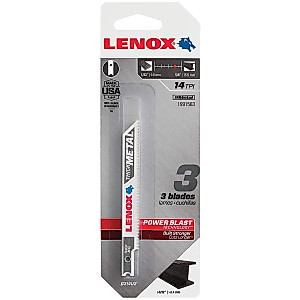LENOX Tools 1991563 U-Shank Thick Metal Cutting Jig Saw Blade, 3 5/8" x 3/8" 14 TPI, 3 Pack