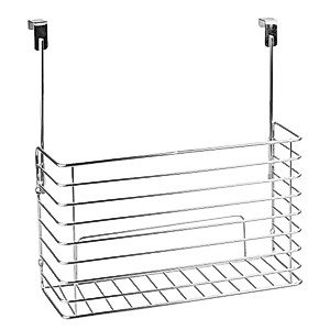 iDesign Classico Metal Over the Cabinet Kitchen Bakeware Organizer Basket for Cutting Boards, Baking Sheets, Pans, 13.73" x 5.18" x 14.2" - Chrome