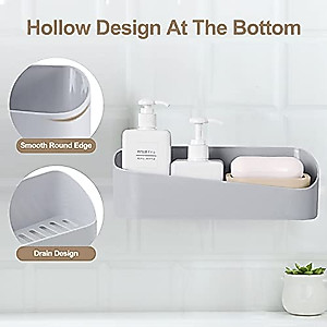 QIVANLIFE Shower Caddy Basket Shelf,Bathroom Shower Storage Organizer Wall Mounted Bathroom Shelf with Adhesive,Shampoo Holder Organizer,Storage Rack for Toilet, Kitchen Spice Racks Holder (Grey)