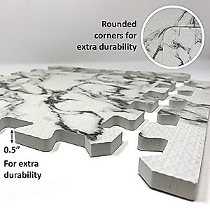 Nora's Nursery Baby Foam Play Mat - Foam Floor Tiles - Baby Mat for Floor - Foam Playmat for Babies & Toddlers - Interlocking Floor Mats for Nursery and Playroom - EVA Foam Mat - 48x48 - Marble Design