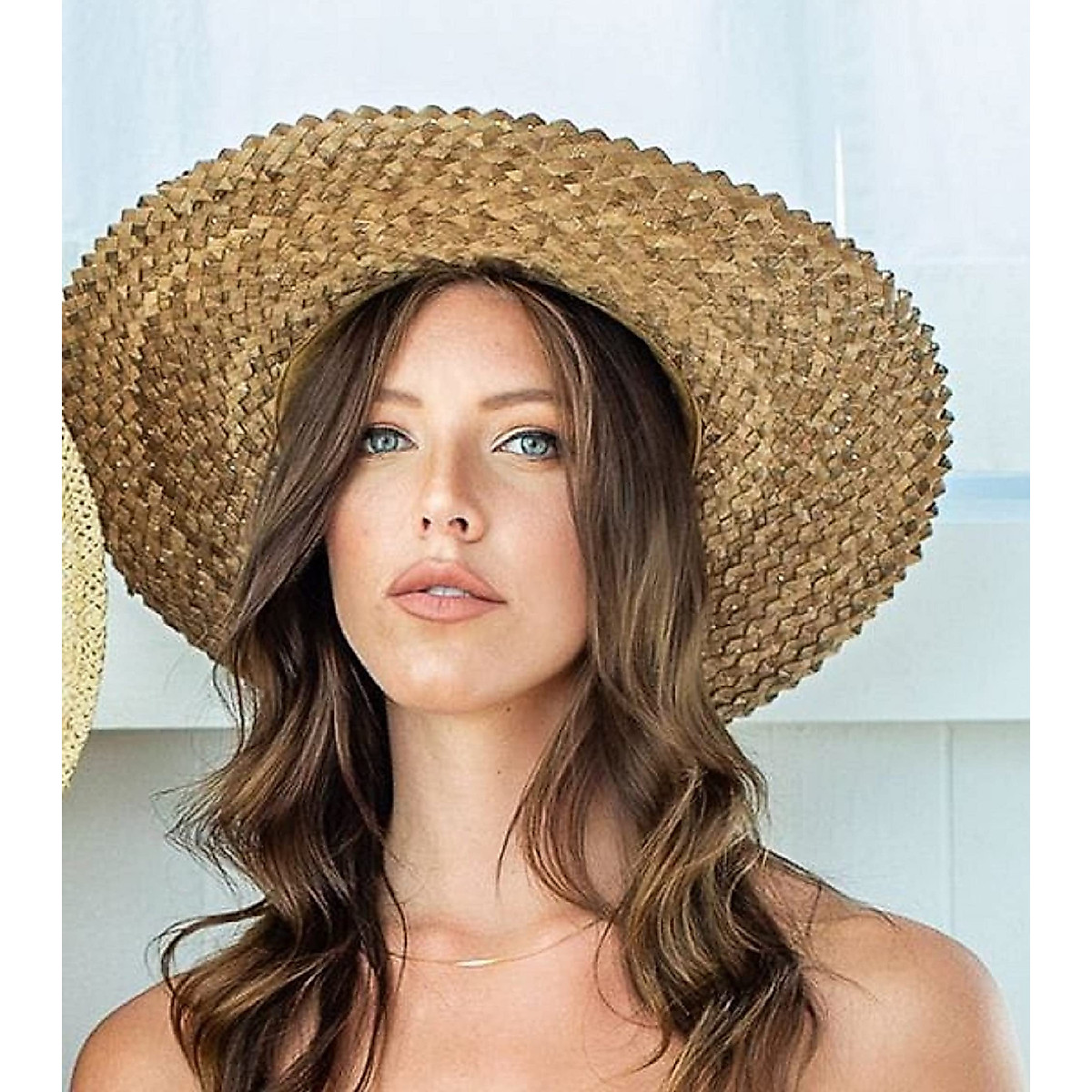 Straw Hat Beach Summer Visor Sun Hat (Brown)