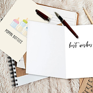 Asmallgf Funny Baby Shower Card, Cute Baby Card, New Baby Gifts for New Mom Dad, New Baby Congratulations,“POPPIN BOTTLES”