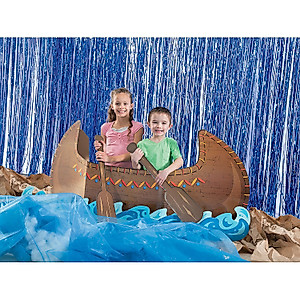 Fun Express Cardboard 3D Canoe Stand up Set (with 2 oars) Party Decor and Props - VBS Vacation Bible School Supplies/Decor