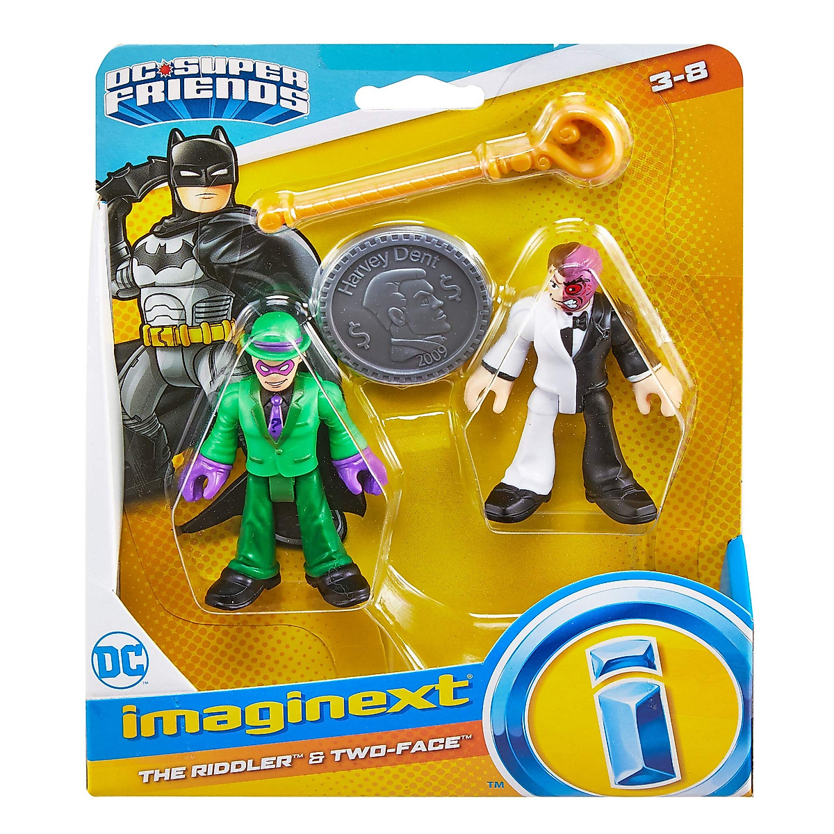 Fisher-Price Imaginext DC Super Friends The Riddler and Two Face Figures, Multicolor (GBL90)