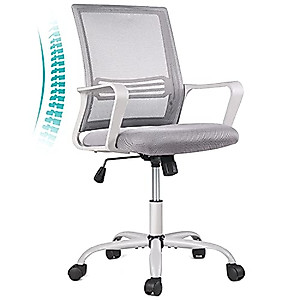 Office Chair, Desk Chair Ergonomic Mesh Office Chair Mesh Grey Computer Chair, Home Office Desk Chairs with Wheels, Mid Back Office Desk Chair Rolling Swivel Task Chair with Lumbar Support Armrests