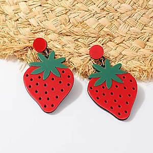 Fashion Earrings For Women,Funny Watermelon Lemon Strawberry Fruit Series Dangle Ear Studs Earrings - Cherry**