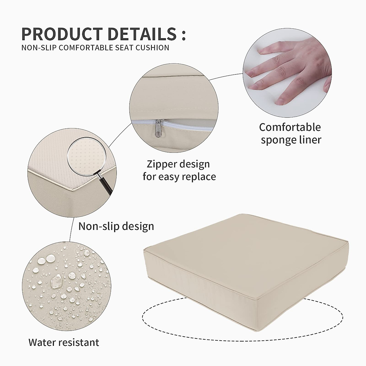 Valita Outdoor Furniture Replacement Cushions, Fits 6-seat Sectional Rattan Conversation Set, 14-Piece Patio Water-Resistant Replacement Sofa Cushions, Liner&Cover (Khaki)