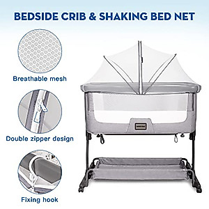 Beberoad Love Bassinet Mosquito Net Cover for Baby Bassinet Cover to Keep Cats Out Mosquito Net for Bassinet/Bedside Sleeper/Travel Cribs (White)