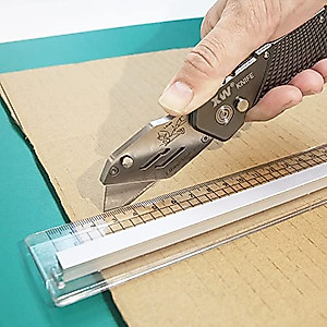 XW Folding Utility Knife, Heavy Duty Box Cutter with Belt Clip, Quick Change Blades, Anodized Aluminum Alloy Handle, Extra 10 Blades Included, 2-Pack