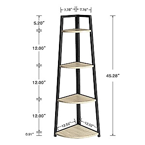 CIPACHO Corner Shelf Stand,4-Tier Corner Bookshelf, Industrial Ladder Shelf,Tall Corner Plant Stand Display Shelf for Living Room, Kitchen, Home Office