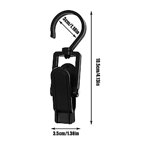 Wangzzniu 10 Pcs Hanging Laundry Hooks Clip Plastic Swivel Hanging Towel Clips Strong Clips with Hanger Hook for Wardrobe Boot Hat Curtain Socks Sheets Beach Towel,Black+white