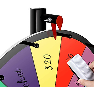 Smartxchoices Tabletop 24" Prize Spin Wheel 14 Spinning Slots Color Customize Spinner Wheel Game with Dry Marker Pen & Eraser,Trade Show Carnival Fortune
