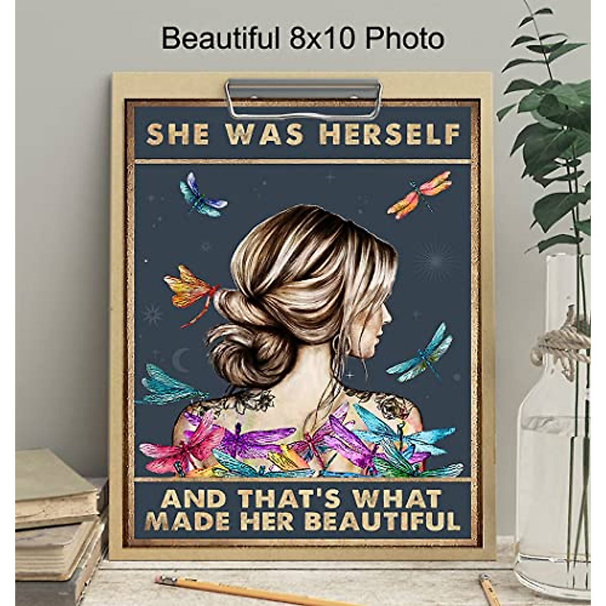 Inspirational Positive Quotes Wall Art & Decor - Encouragement Gifts for Women, Teens, Girls - Motivational Sayings Posters - Dragonfly Boho Decor - Hippie Bohemian Decor - Positive Affirmations