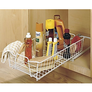 ClosetMaid 11 in. Pull Out Cabinet Organizer Heavy Duty, Slide Out Pantry Shelves Drawers for Kitchen, Bathroom, White, Inch One Tier