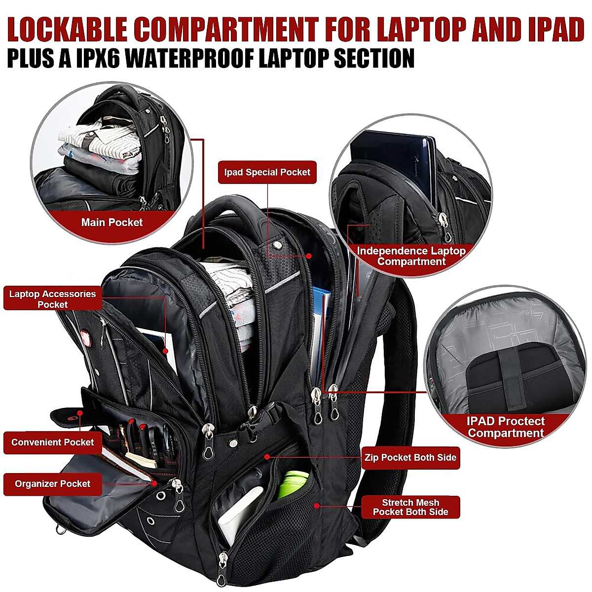 StarCloud Travel Laptop Backpack Men - Heavy Duty, USB 2.0 Charger Port - Durable Commute and College Backpacks Featuring Anti-Theft Lock and Dedicated Laptop & Tablet Protection, Fits 17" Notebook