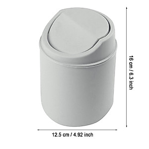 2L Mini Pink Trash Can,Creative Covered Trash Can for Bedroom,Desktop Mini Plastic Waste Garbage Can with Swing Lid,Stylish Countertop Trash Bin,Sundries to Store Mini Plastic Buckets (1 Pcs Gray)