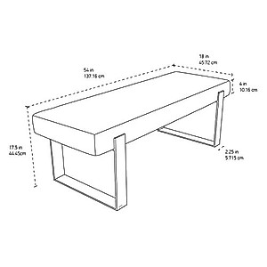 VANT Upholstered Bed Bench - Velvet Antique Blue - Brushed Nickel - Contemporary Modern, Accent Bench for End of Bed, Hallway, or Entryway