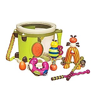 B. toys – Musical Instruments For Kids – Portable Drum Set – Percussion Toys For Toddlers – Jingle Bell, Tambourine, Maraca & More – 18 Months + – Parum Pum Pum