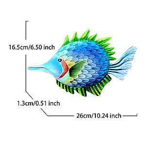 GEZICHTA Metal Fish Crafts Living om sy Install Indoor Outdoor Wall Decor Hanging Ornaments Bedroom Garden Iron Art Office Multifunction Porch Home Balcony(Purple)