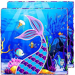 2PCS Toddler Booster Seat for Dining Table, Chair Increasing Cushion for Baby Kids, Washable Thick Chair Seat Pad Mat Strap, Portable Dismountable Adjustable Highchair Booster - Mermaid