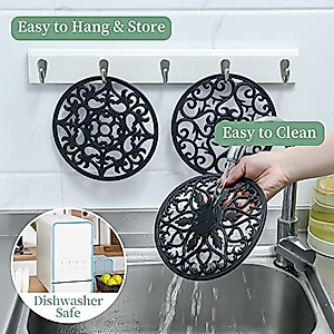 Kalsreui Trivets for Hot Dishes, Trivet Hot Pads for Kitchen, Silicone Trivet Mat for Counter-Trivets for Hot Pots and Pans, Trivets for Quartz Countertops, Silicone Pot Holder Set of 6 Dark Gray