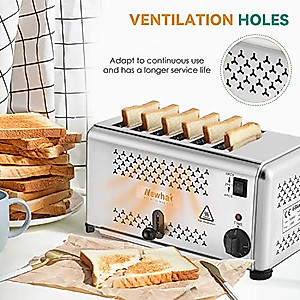 Newhai Commercial Toaster Bread Baking Machine 6 Slices 0.6 Inch Slot for Restaurant 110V