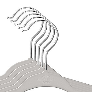 Closet Complete Baby Velvet Hangers, Premium Quality, True-Heavyweight, Virtually-UNBREAKABLE, Ultra-Thin, Space Saving No-Slip, Perfect Size for Babies 0-48 months 360° SPIN, Chrome Hooks, Gray 25pc