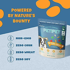 Petipet Dog Allergy Relief Chews - Quercetin + Omega 3 - Natural Antihistamine for Itching, Paw Licking, Seasonal and Grass Allergies - for Itchy Skin, Hot Spots, Immune Support