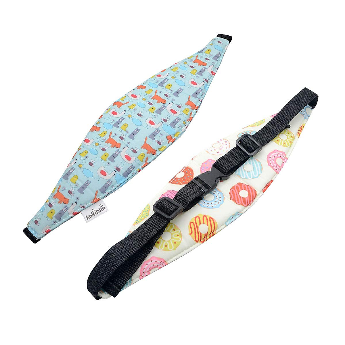 MASO 2Pcs Baby Car Seat Head Support, Car Seat Neck Relief and Head Support Band, Toddler Car Seat/Stroller Adjustable Sleep Positioner, Offers Safety and Protection for Kids(Animal&Donut)