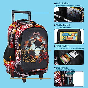 seastig Foldable Rolling Backpack 18 inch Double Handle Wheeled Backpack for Boys Girls Children Luggage Bag for Travel School Trip