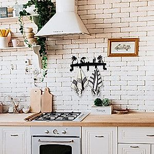 Towel Racks for Bathroom 16 Inch Towel Coat Key Hooks Holder Bedroom Hanger Living Room Wall-Mounted Metal — 5 Hooks Rust-Proof and Waterproof-Black (Black),Y-4