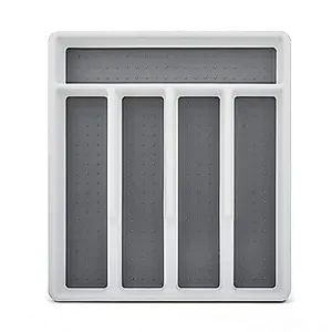 HaWare Silverware Tray for Drawer with Five Sections, Flatware Organizer/Cutlery Holder with Soft Grip Lining and Non-slip Rubber Feet, Multi-Purpose Storage for Kitchen, Office, Bathroom Supplies