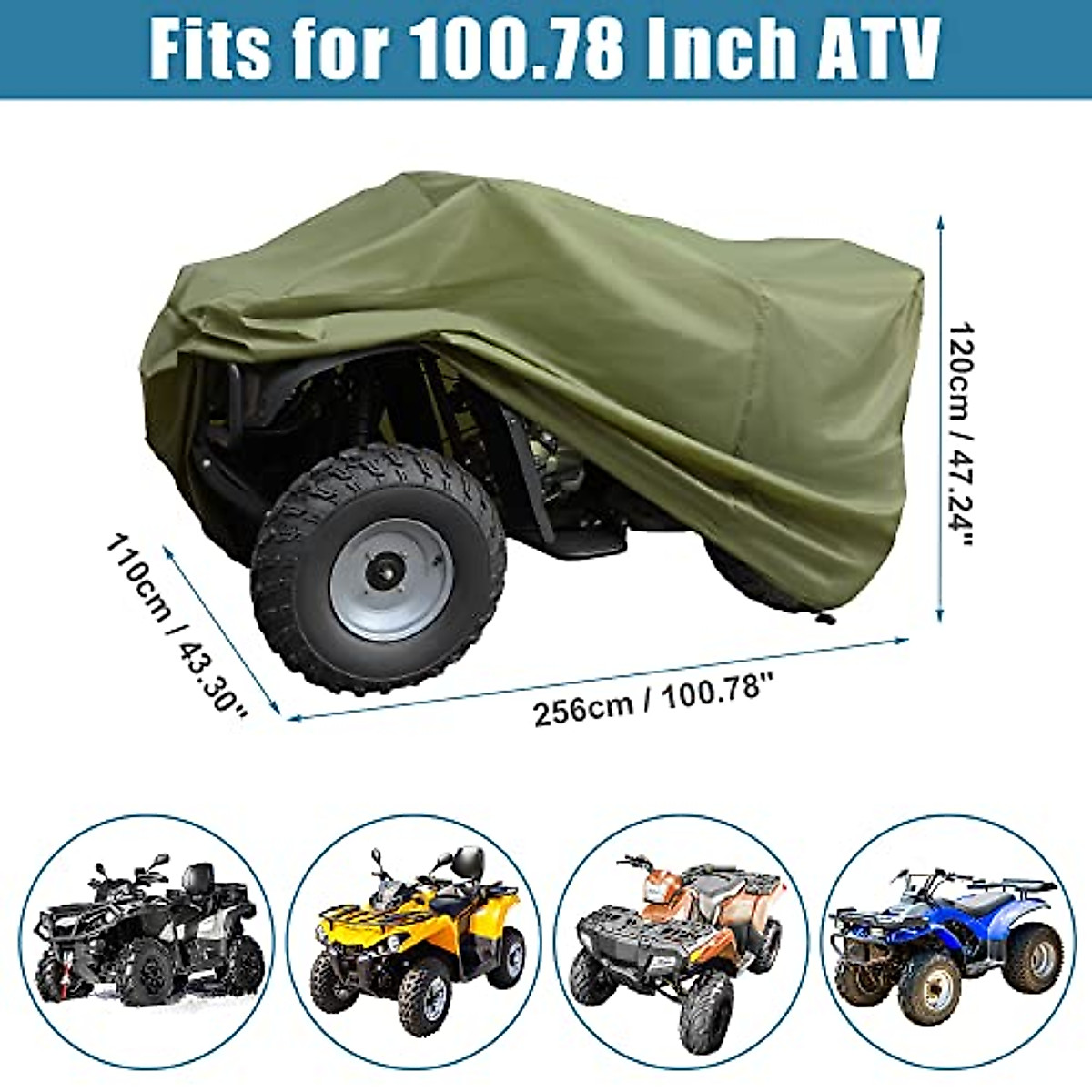 X AUTOHAUX ATV Cover for Polaris Sportsman ACE Touring for Can-Am Renegade Polyester All Season Weather Waterproof Outdoor Protection 4 Wheeler Covers Quad Cover fit Most 250CC-1000CC XXXL
