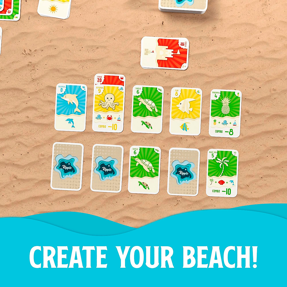 Ripple Card Game - Match, Stack, and Collect Combos on your Beach. Easy to Learn and Fun for Kids, Teens, & Adults.
