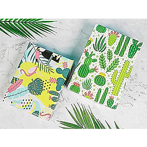 BULKYTREE Gift Wrapping Paper - Folded Flat, 12 Sheets Cactus, Flowers, Birds Design for Birthday, Wedding, Baby Showers and Holiday - 20 x 29 Inch Per Sheet