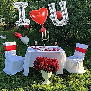 TONIFUL 40 Inch I Love You Balloons Huge I Heart YOU Foil Letter Balloons Heart Shaped Balloons Decoration for Valentine's Day Wedding Bridal Shower Anniversary Engagement Party Supplies（Silver 3Pcs）