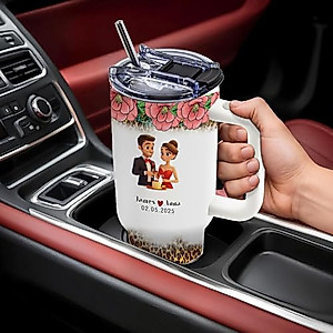 Personalized 40oz Tumbler with Handle – Valentine's card exchange-Custom Couple Gift for Anniversary Wedding Gift, Birthday, Mother's Day, Valentine’s Day DsqTNl