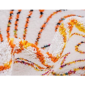 Unique Loom Lyon Collection Colorful Abstract Floral Rainbow Gradient Area Rug, 4 x 6 Feet, Ivory/Pink