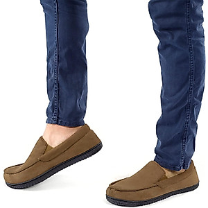 RockDove Men's Alexander Flannel Lined Loafer Slipper, Size 10 US Men, Coffee