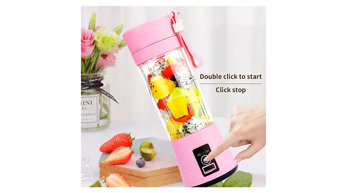 Portable Pink Blender for Smoothies & Shakes - USB Rechargeable