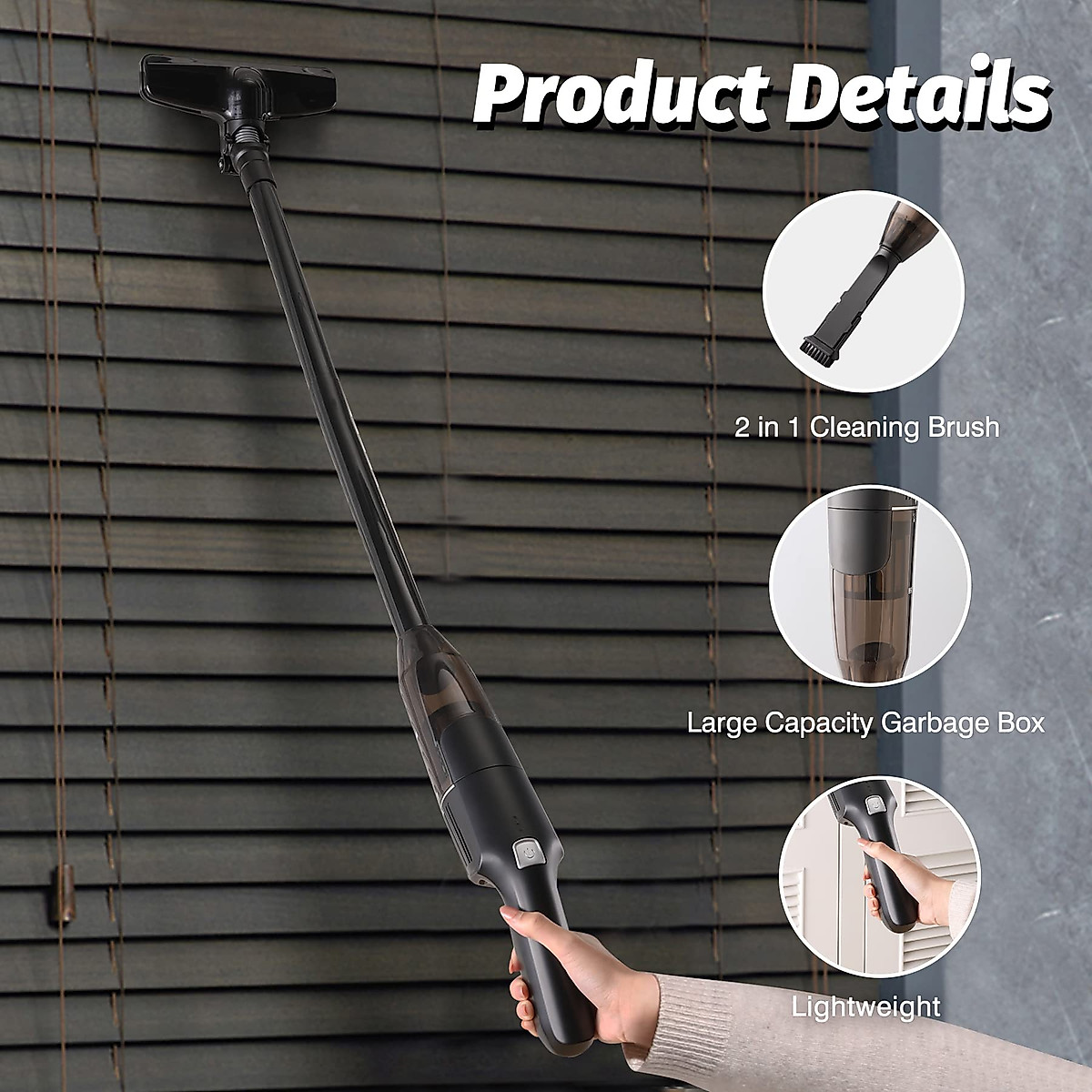 REECOO Handheld Vacuum Cleaner Cordless Upright Vacuum Cleaner Lightweight Rechargeable Vacuum Portable Car Vacuum Mini Floor Cleaner for Home & Car Cleaning