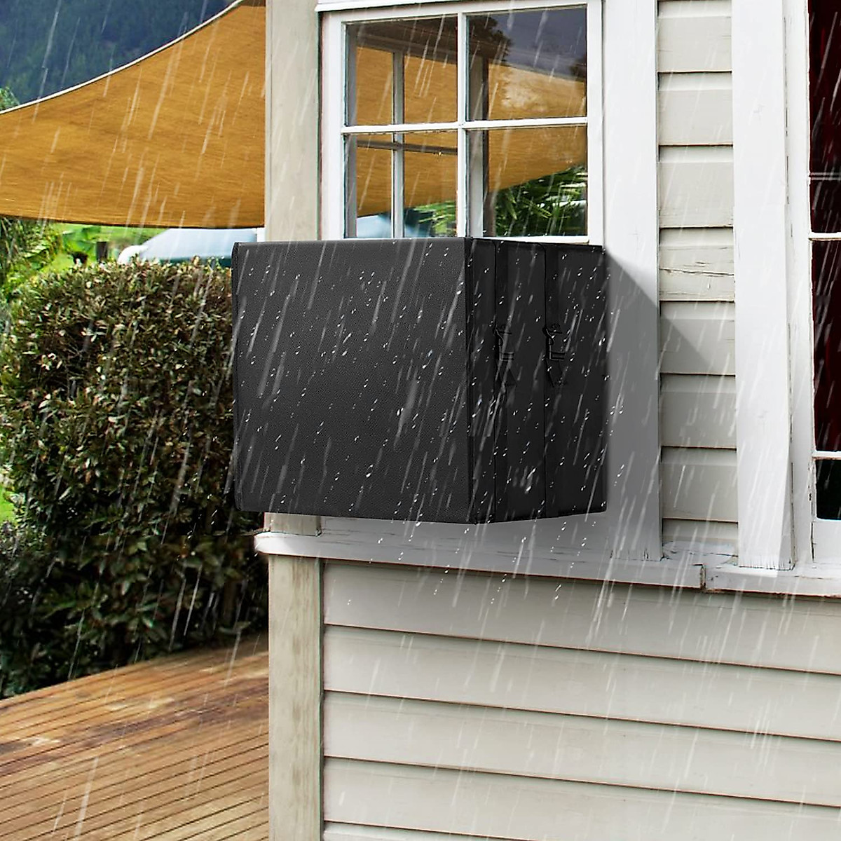 AFEION Window Air Conditioner Cover Outdoor, Outside Window AC Units Cover AC Unit Covers with Free Drawstring, 27.5W x 25D x 19H inches