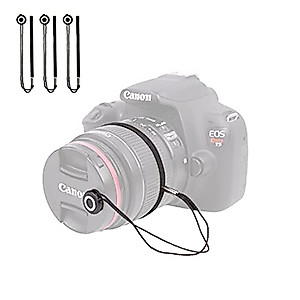 Foto&Tech Camera Lens Cap Keeper Holder with Elastic String Anti-Loss. Compatible with Canon, Nikon, Sony, Panasonic, Fujifilm, Pentax, Sigma DSLR SLR Evil Mirrorless Cameras Video Cameras (3 Pack)