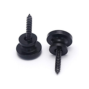 Metallor Guitar Strap Buttons Mushrooms Head Guitar End Pins Strap Locks with Mounting Screws for Acoustic Electric Guitar or Bass Ukulele Set of 2Pcs Black.