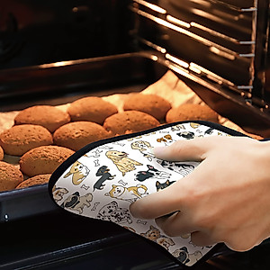 Cute Dogs Pot Holders Set of 2 Kitchen Heat Resistant Potholder for Microwave Cooking Baking Oven End Dishes and BBQ