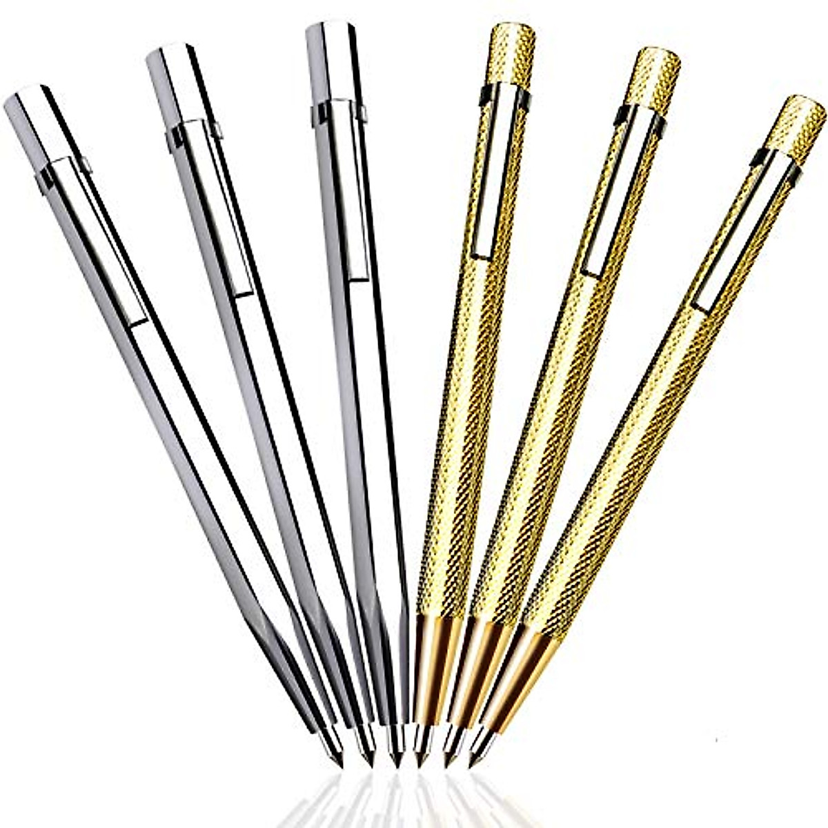 AVIDE Tungsten Carbide Tip Scriber, Metal Etching Pen Carve Engraver Scribe Tools for Stainless Steel, Ceramics, Glass, Metal Sheet and Gold/Welding(6 Pack)